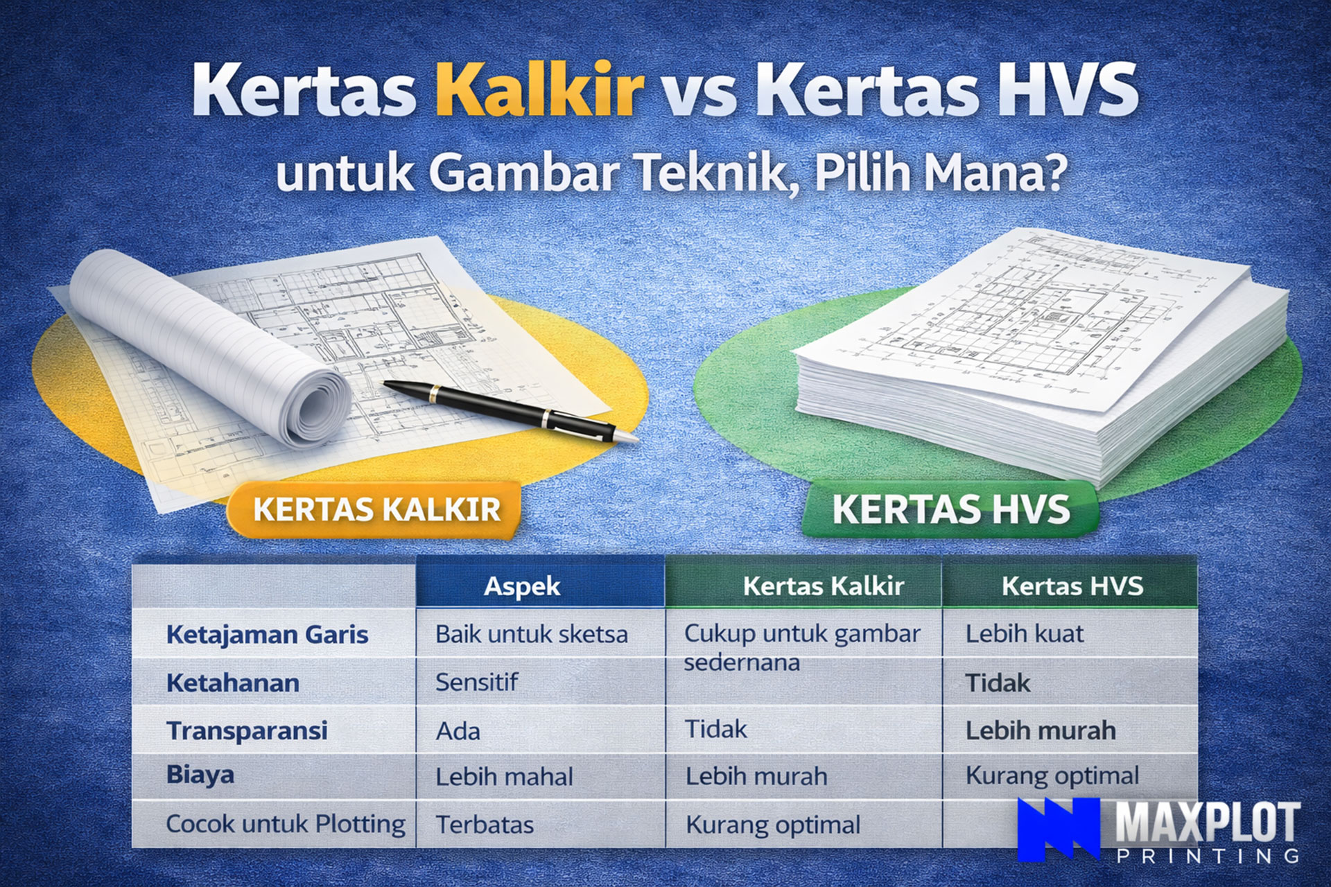 Kertas Kalkir vs Kertas HVS | Pilih untuk Gambar Teknik