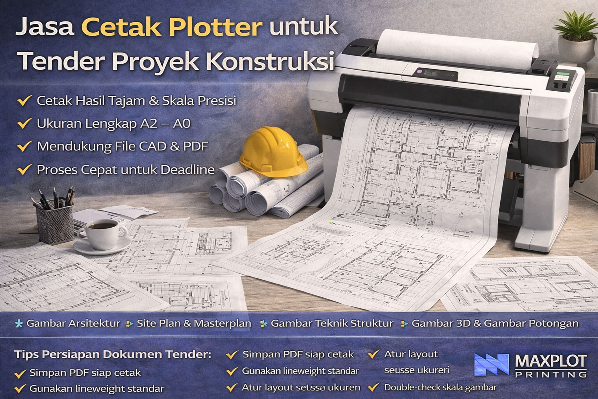 Jasa Cetak Plotter untuk Tender Proyek Konstruksi - Maxplot Printing