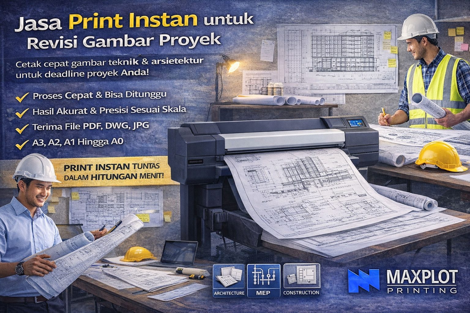 Jasa Print Instan untuk Revisi Gambar Proyek - Maxplot Printing
